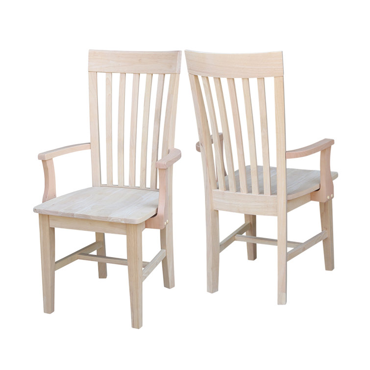 Loon Peak® Sevilla Solid Wood Slat Back Arm Chair In Unfinished